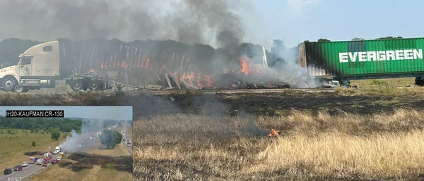 Westbound Interstate 20 closed in Kaufman County due to fiery fatal crash