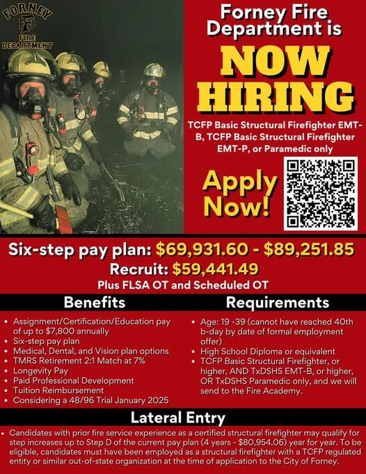 Got what it takes? Make up to 90k for the Forney Fire Department