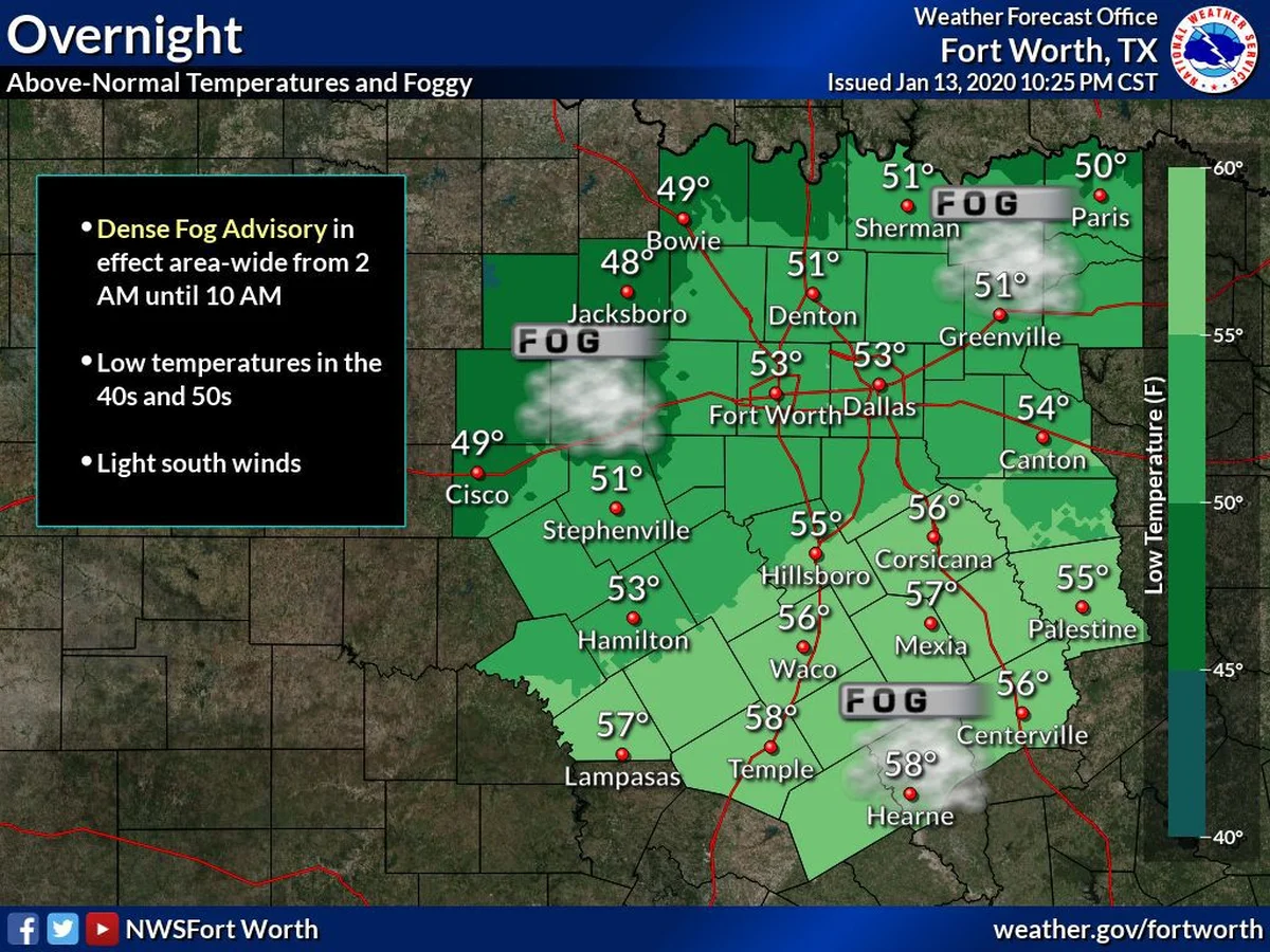 Dense Fog Advisory issued for north Texas region until 10 a.m.