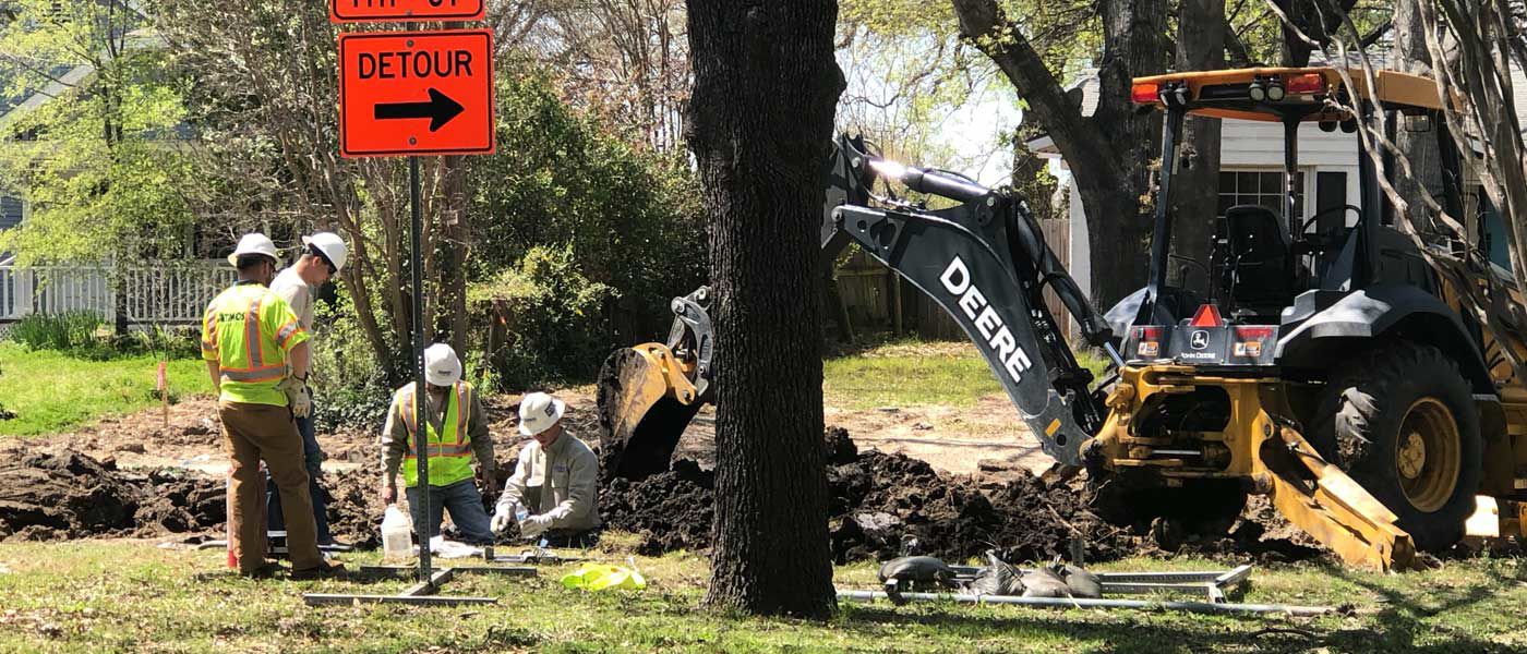 Crews repairing gas line damaged during road construction in Kaufman
