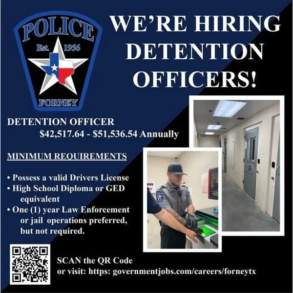 City of Forney Hiring Detention Officers to Enhance Jail Operations